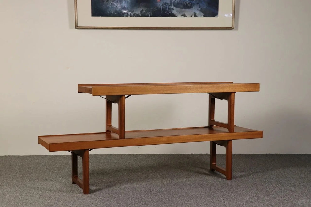 Cuddlewood Mid-Century Modern Wooden Bench with Tiered Design